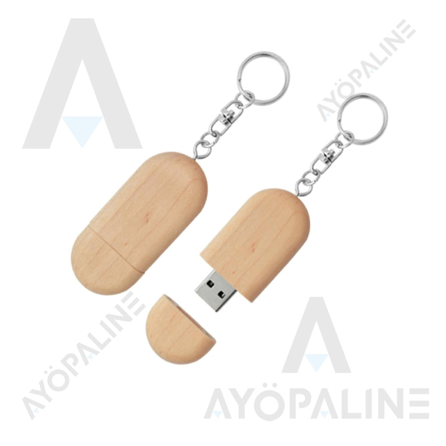 USB OVAL DE MADERA 64GB