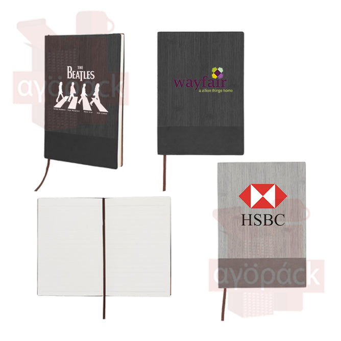 Libreta de poliuretano con pasta texturizada, 90 hojas rayadas y separ